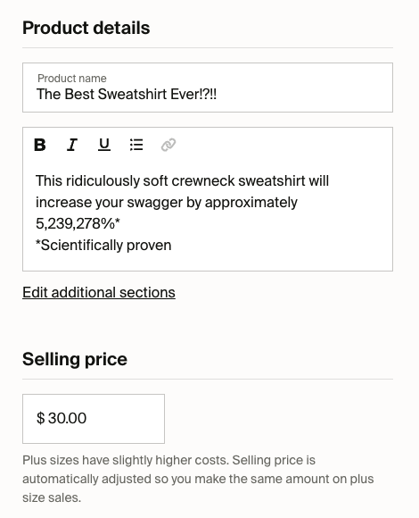Product description & pricing guidelines – Fourthwall